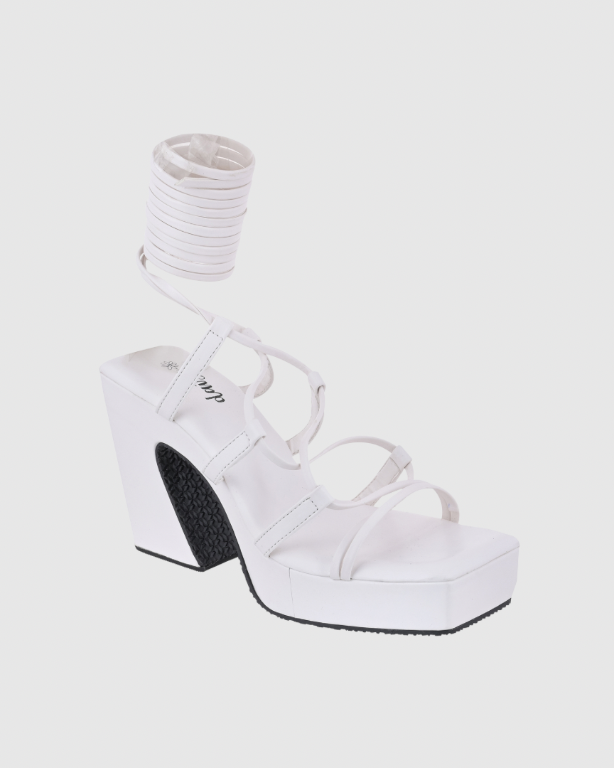 Y2K TieUps Platform Heels White – Daisie